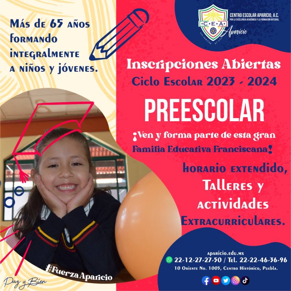 Inscripción Preescolar 2023|Centro Escolar Aparicio